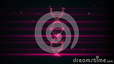 DNA Molecule Sequence of Abstract Particles on Dark Space Background ...