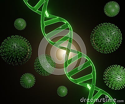 DNA Strand As Genetic Codes With Virus Cells Stock Image ...