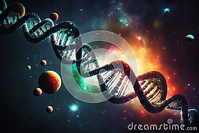 Dna Strand, Double Helix In Space, Genetics, Origins Of Life ...