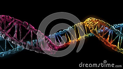 DNA Structure In Neon Colors. Concept: Science Of Genomics And Genetics ...
