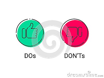 Do And Dont Thumb Up Down Vector Thin Line Icons | CartoonDealer.com ...