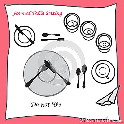 Do Not Like. Dining Table Setting Proper Arrangement Of Cartooned ...