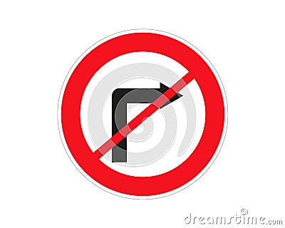 Do Not Turn Right Traffic Road Sign,Vector Illustration, Isolate On ...
