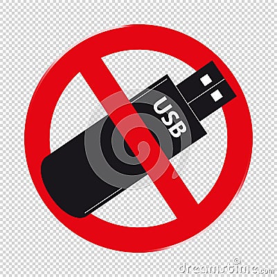 Do Not Use Usb Pendrive Stick Symbol - Vector Illustration Isolated On ...