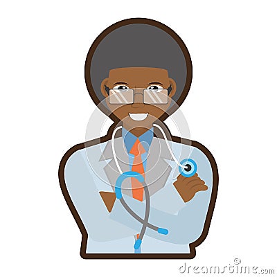 Doctor Afro Man Stethoscope And Crossed Arms Royalty-Free Illustration ...