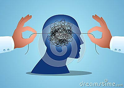 Doctor Hands Untangle The Tangled Thread In Human Brain Vector ...