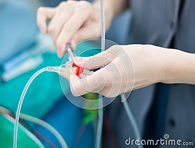 Doctor Push Medical Solution In Intravenous Fluid Line Royalty-Free ...