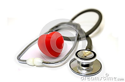 Doctor Stethoscope With Red Heart Hand Exercise Ball Stock Photo ...