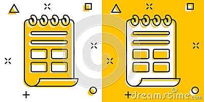 Document Note with Pen Icon in Comic Style. Paper Sheet Pencil Cartoon ...