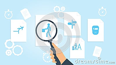 Document With Search Icons. File And Magnifying Glass. Analytics ...