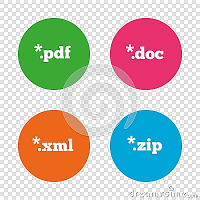 Document Signs. File Extensions Symbols. Vector Illustration ...
