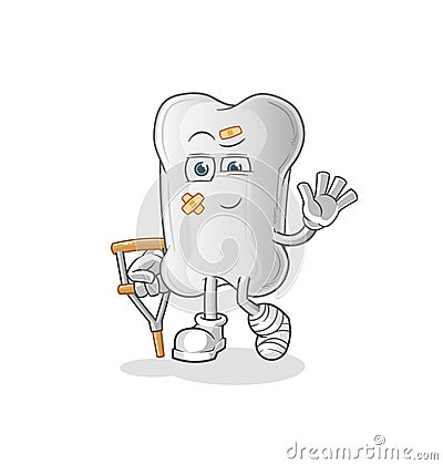 Dog Bone Sick With Limping Stick. Cartoon Mascot Vector | CartoonDealer ...