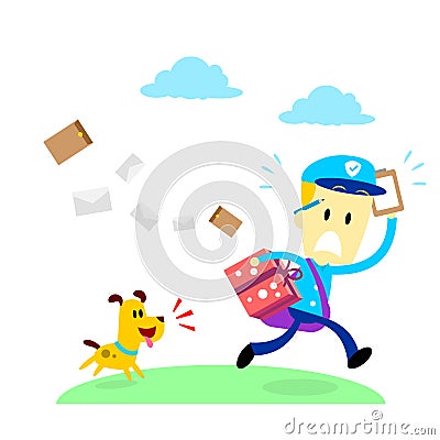 Dog Chasing A Mailman Stock Vector - Image: 45107899