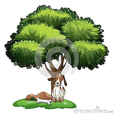 Dog Under Tree Cartoon Vector | CartoonDealer.com #44515605