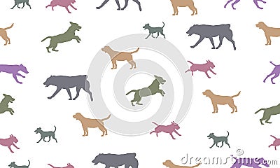 Dogs Different Colors Isolated On A White Background. Seamless Pattern ...