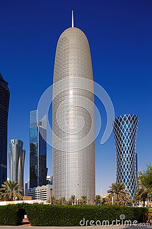 Doha Tower Is An Iconic High Rise Tower In West Bay, Doha, Qatar ...