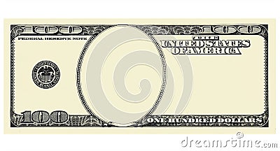 100 Dollar Bill Front With No Face, Isolated For Design Stock ...