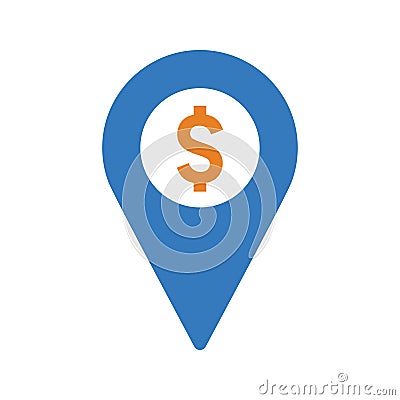Dollar Inside Map, Bank Location Icon Royalty-Free Stock Image ...