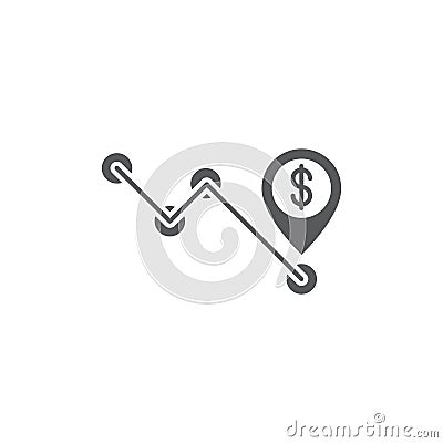 Dollar Loss Graph Vector Icon Symbol Isolated On White Background ...