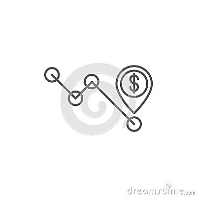 Dollar Loss Graph Vector Icon Symbol Isolated On White Background ...