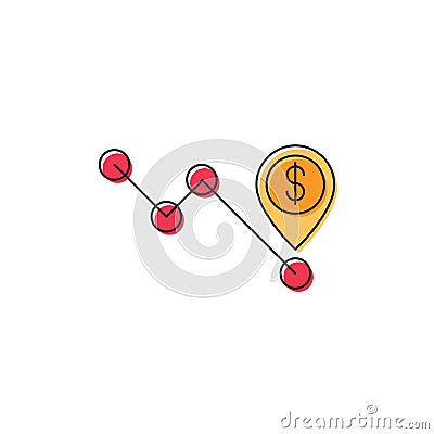 Dollar Loss Graph Vector Icon Symbol Isolated On White Background ...