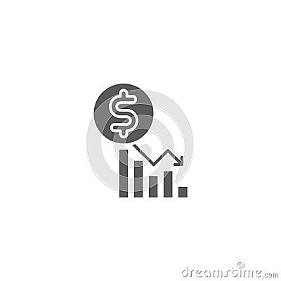 Dollar Loss Graph Vector Icon Symbol Isolated On White Background ...