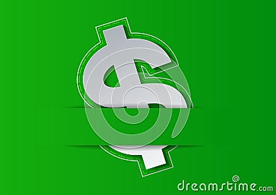 Dollar Sign Cut From White Paper On Green Background Cartoon Vector ...