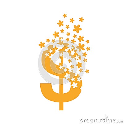 Dollar Sign Dissolves Into A Cloud Of Flowers Vector Illustration ...