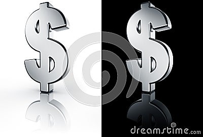 Dollar Sign On White And Black Reflective Floor Stock Photo ...