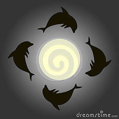 Dolphin Circle Silhouette, Dolphin Poster, Dolphin Vector, Dolphin ...