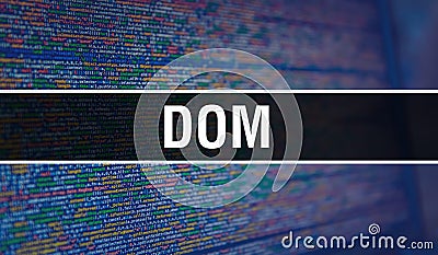 DOM With Binary Code Digital Technology Background. Abstract Background With Program Code And ...