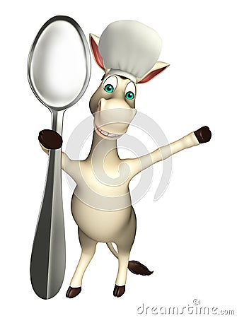 Donkey Cartoon Character With Spoons And Chef Hat Royalty-Free ...