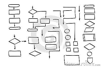Doodle Flowchart Shapes. Doodle Symbols. Pointer Icons. Vector ...