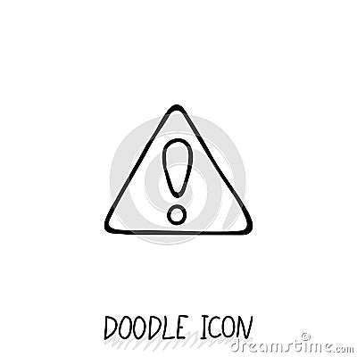 Doodle Hazard Warning Sign With Exclamation Mark. Alert Symbol. Cartoon ...
