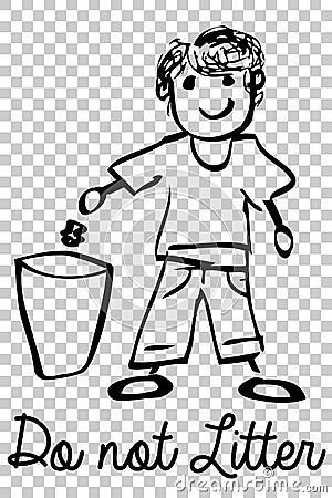 Doodle Stick Man Do Not Litter Vector Illustration | CartoonDealer.com ...