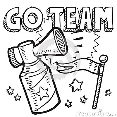 Go Team Sports Air Horn Sketch Vector Illustration | CartoonDealer.com ...
