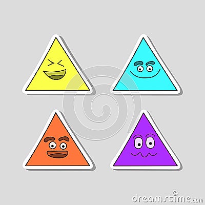 Triangle Cartoon Character Sticker Vector Illustration | CartoonDealer ...