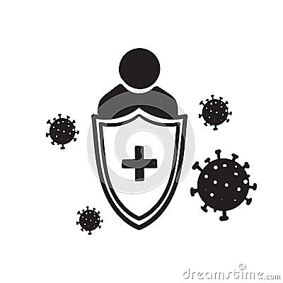 Doodle Virus Germs And Bacteria Protection. Healthy Immune System ...