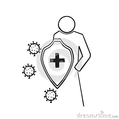 Doodle Virus Germs And Bacteria Protection. Healthy Immune System ...