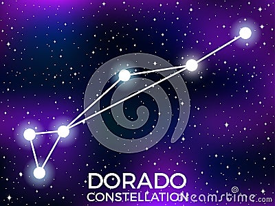 Dorado Constellation. Starry Night Sky. Cluster Of Stars And Galaxies ...