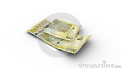 Double 5000 Albanian Lek Notes With Shadows On White Background Stock ...