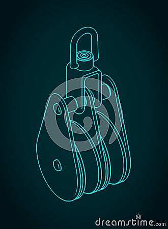 Double Blocks For Yacht Rigging Isometric Blueprint Vector Illustration ...