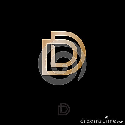 Double D Monogram. D And D Logo. Linear Gold Letters On On A Black ...