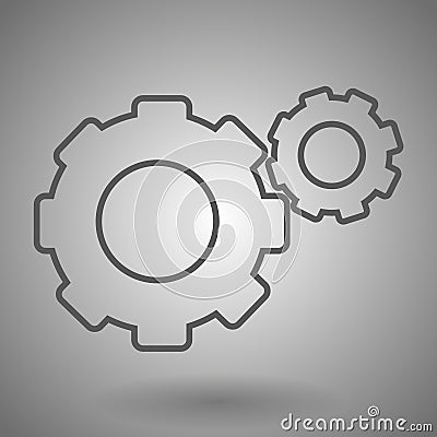 Double Gear The Line Art. Two Linear Gear Icon Illustration On Gray ...