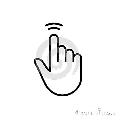 Double Tap Gesture Of Computer Mouse. Pointer Finger Black Line Icon ...