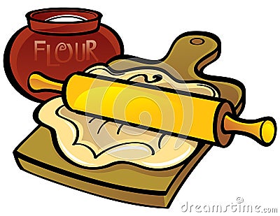 Dough With Rolling Pin Cartoon Vector | CartoonDealer.com #8803531