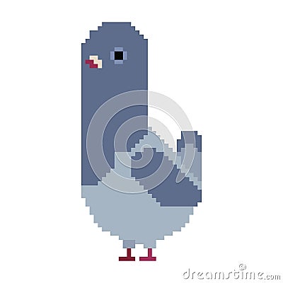 Dove Pixel Art Isolated. Pigeon 8 Bit Vector Illustration ...