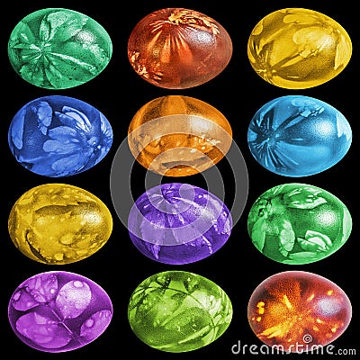 Dozen Colorful Easter Eggs Hand Painted And Decorated With Weed Leaves ...