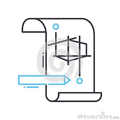 Draft Projects Line Icon, Outline Symbol, Vector Illustration, Concept ...