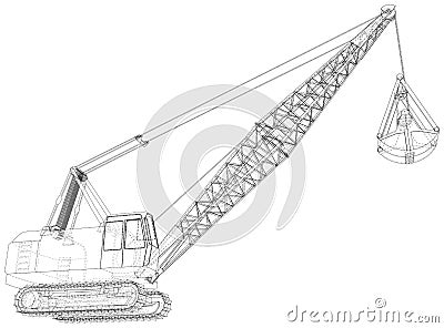 Dragline Excavator. The Layers Of Visible And Invisible Lines Are ...